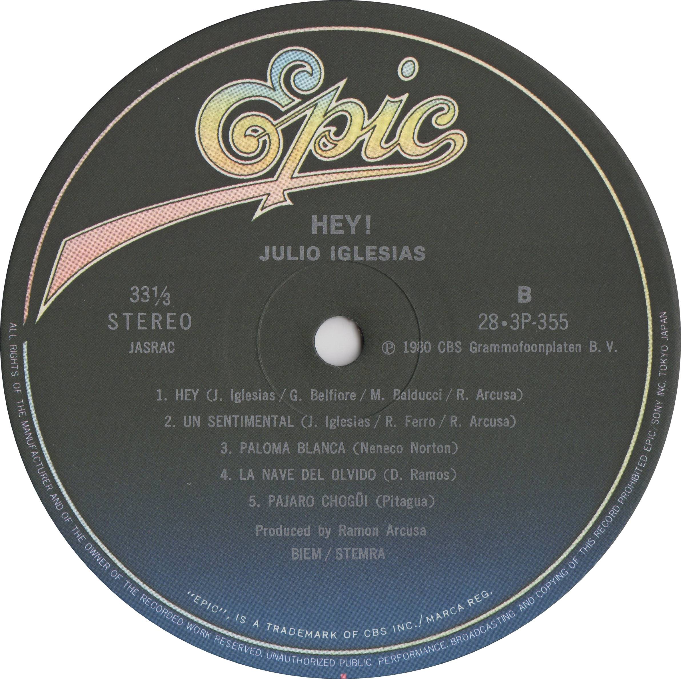 Julio Iglesias Hey! [lp label b jpn] | CD Covers | Cover Century | Over ...